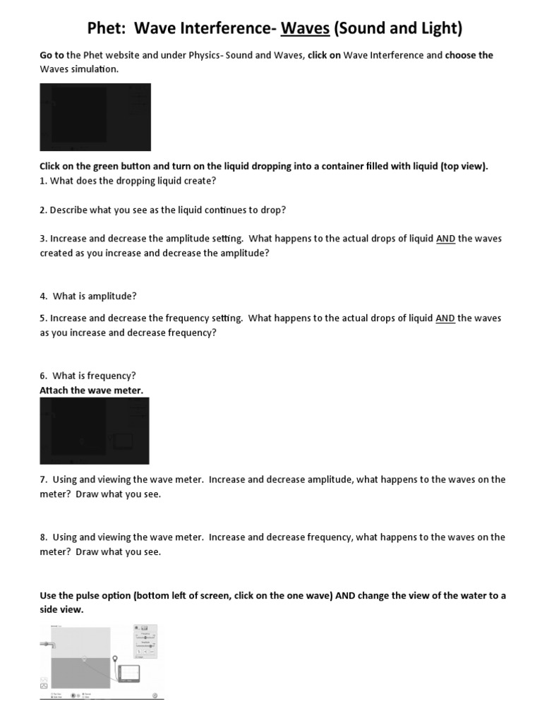 Phet Wave Interference Waves Sound Light | PDF | Waves | Color