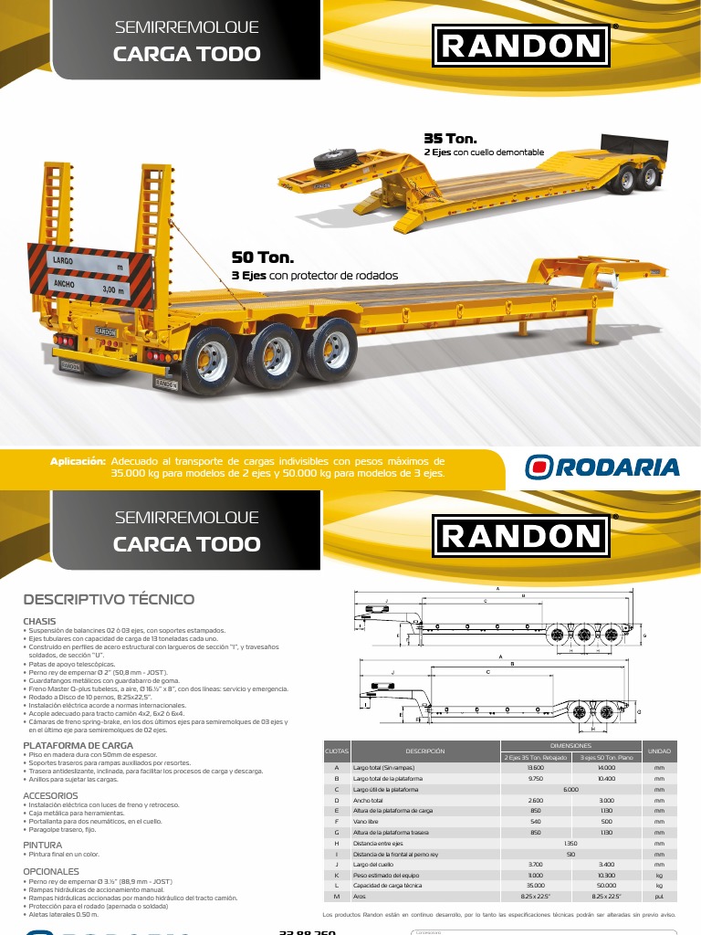 Semirremolque Randon: Especificaciones Técnicas | PDF | Camión ...