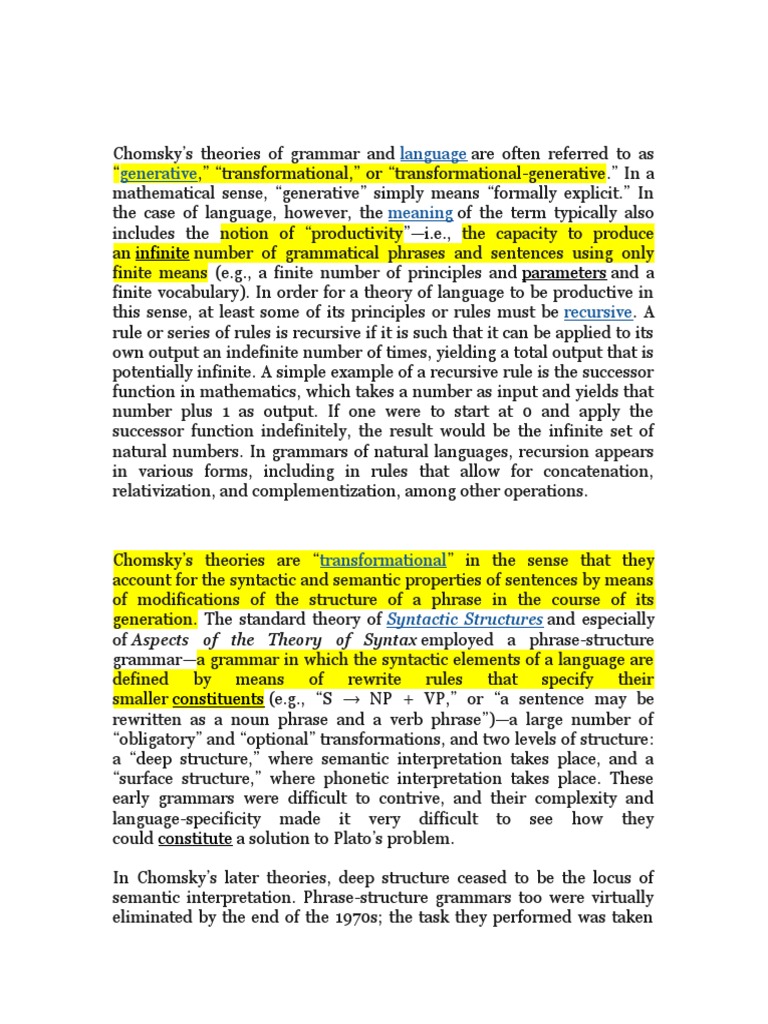 A.8. Rule Systems in Chomskyan Theories of Language | PDF | Syntax ...