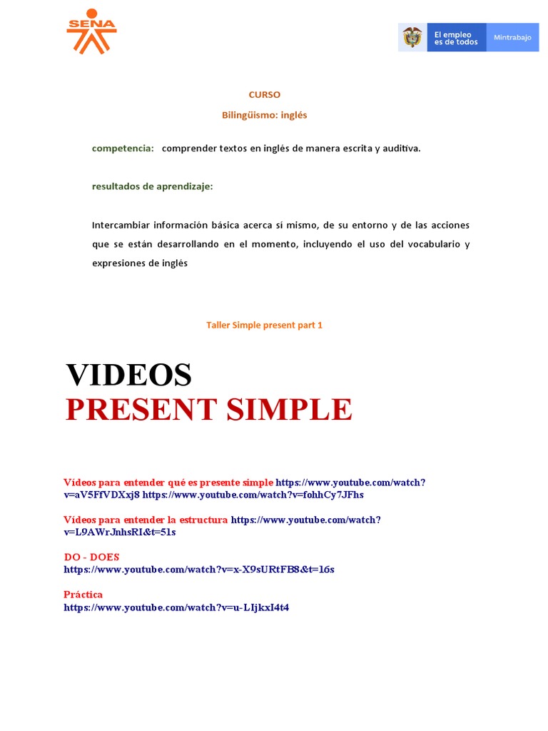 Present Simple | PDF | Verb | Syntactic Relationships