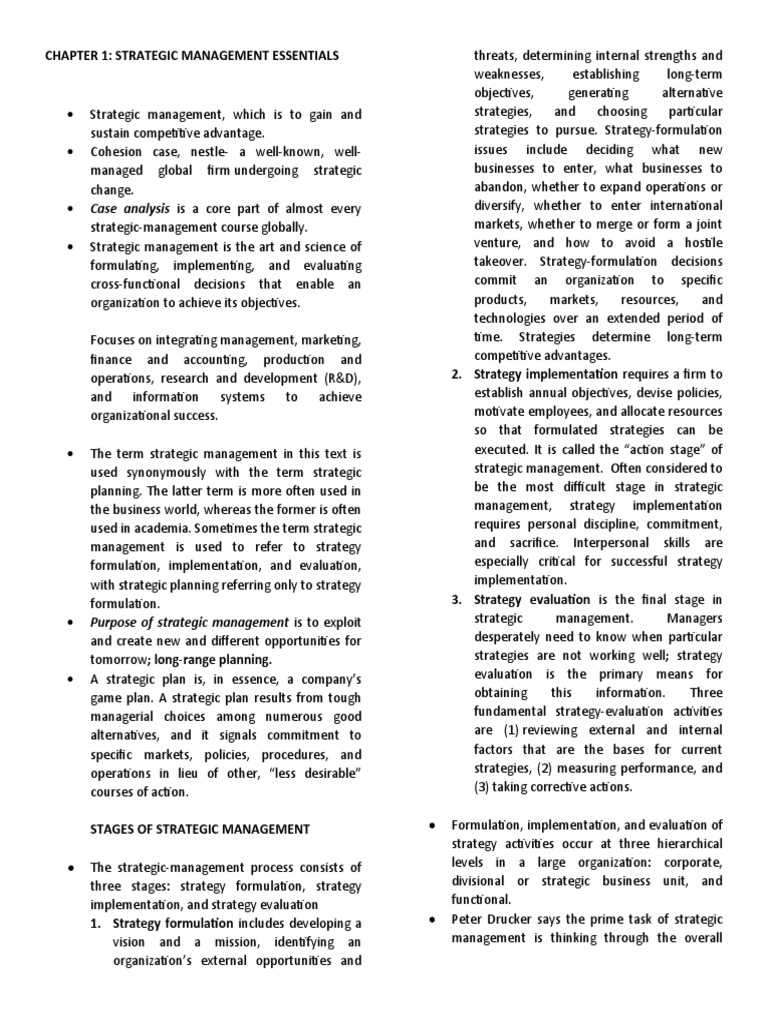 Chapter 1 - Strat Man | PDF | Strategic Management | Strategic Planning