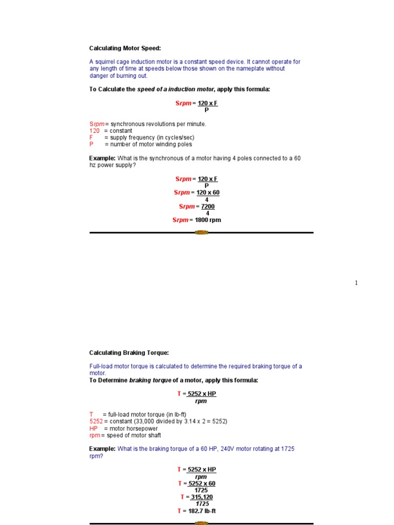 Calculating Motor Speed | PDF | Electric Motor | Torque