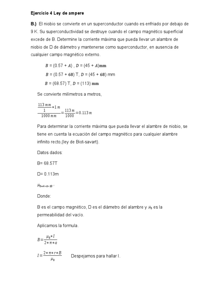Ejercicio 4 Ley de Ampére. | PDF