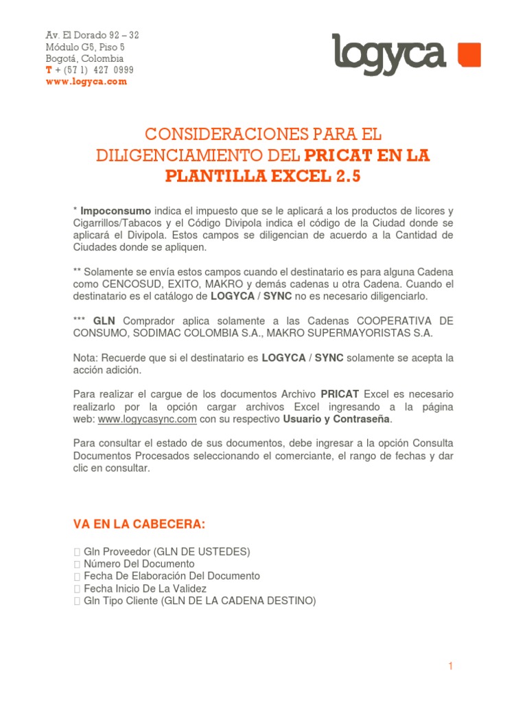 Diligenciamiento PRICAT en Excel 2.5 | PDF | Informática | Business