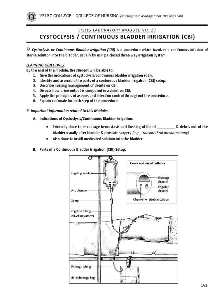 Module 13 - Cystoclysis (Student) | PDF | Intravenous Therapy | Catheter