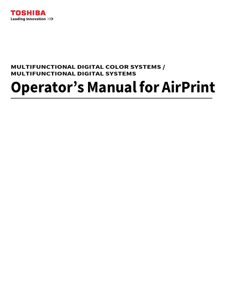 Operator'S Manual For Airprint: Multifunctional Digital Color Systems / Multifunctional Digital ...