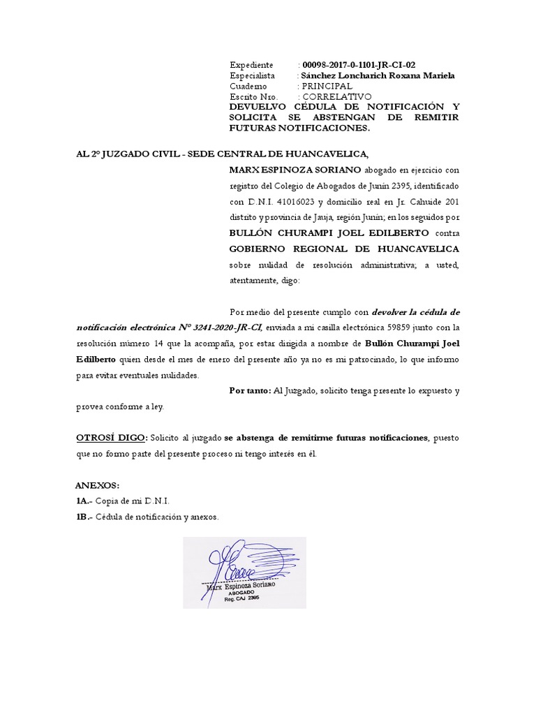 Devuelvo Cédula Joel Bullón PDF | PDF