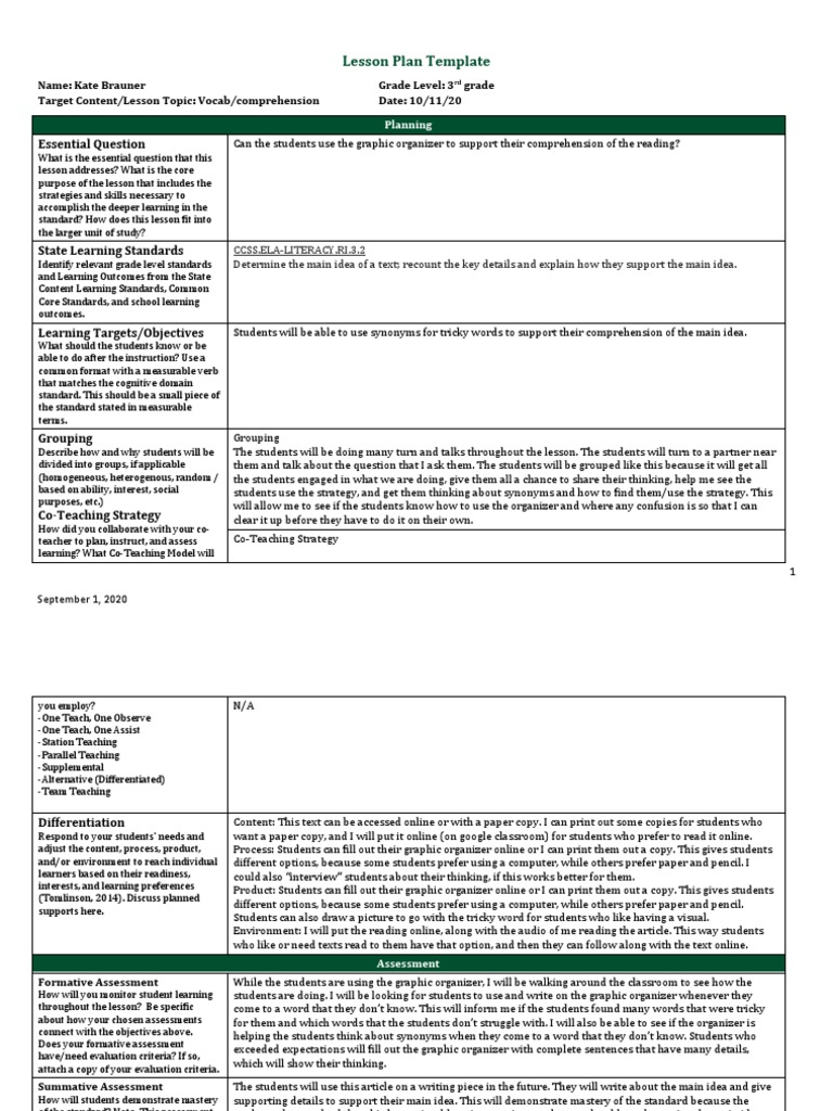 Lesson Plan Template: Essential Question | PDF | Educational Assessment ...