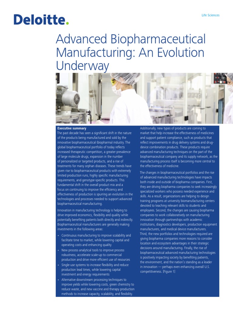 Advanced Biopharmaceutical Manufacturing: An Evolution Underway | PDF ...