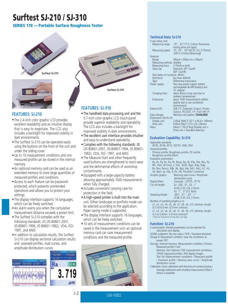 Surftest SJ-210 / SJ-310: SERIES 178 - Portable Surface Roughness ...