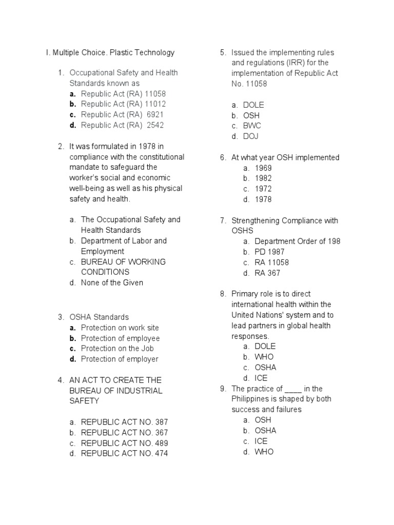 SPI Sample Question | PDF | Occupational Safety And Health ...