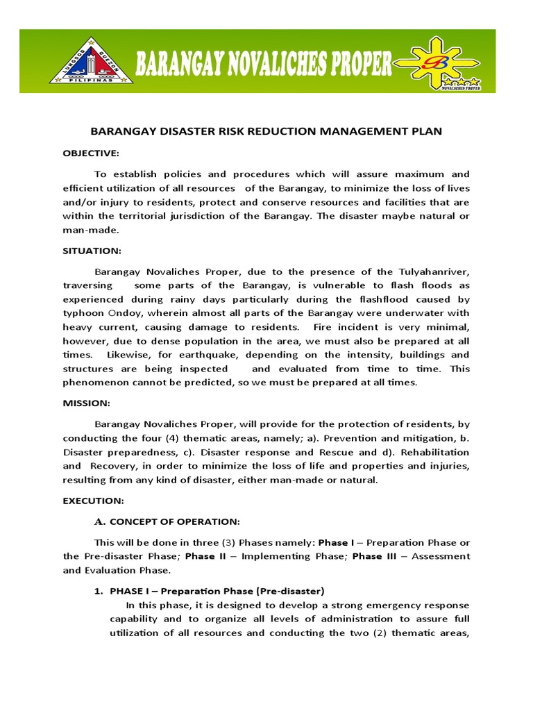 Barangay Disaster Risk Reduction Plan Protects Residents | PDF ...