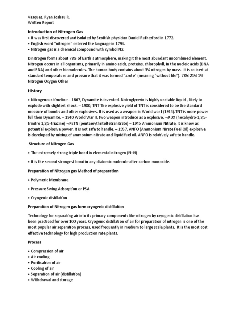 Preparation and Properties of Nitrogen Gas: An In-Depth Look at the ...