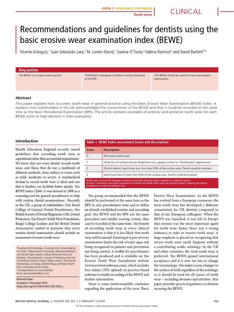 Recommendations and Guidelines For Dentists Using The Basic Erosive ...