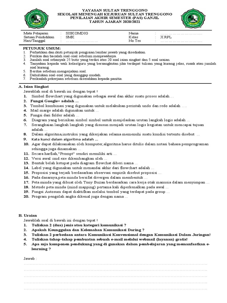 SIMDIG PAS 2021 Sugiharto X RPL | PDF