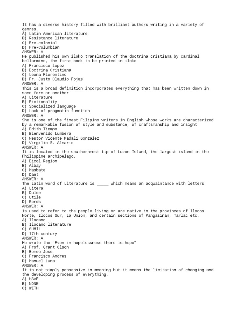 Literature and Cultural Trivia | PDF | Poetry