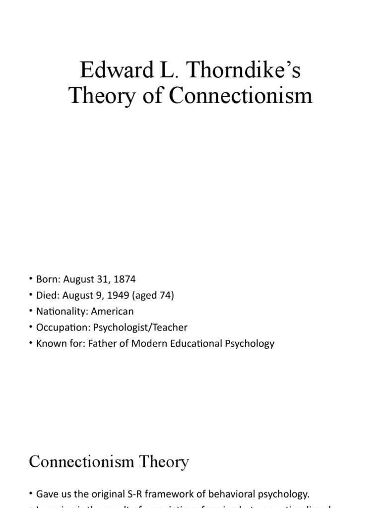 Theories of Learning (Edward Thorndike) | PDF