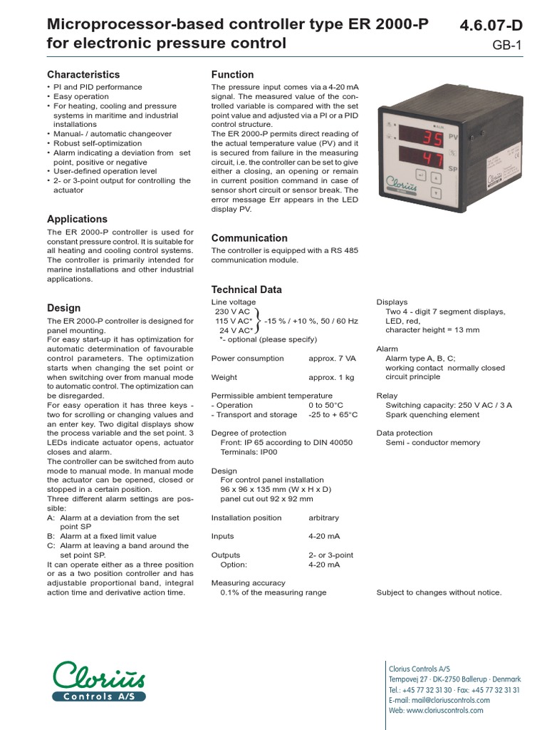 CLORIOUS - Microprocessor Based Temperature Controls | PDF | Control Theory | Switch