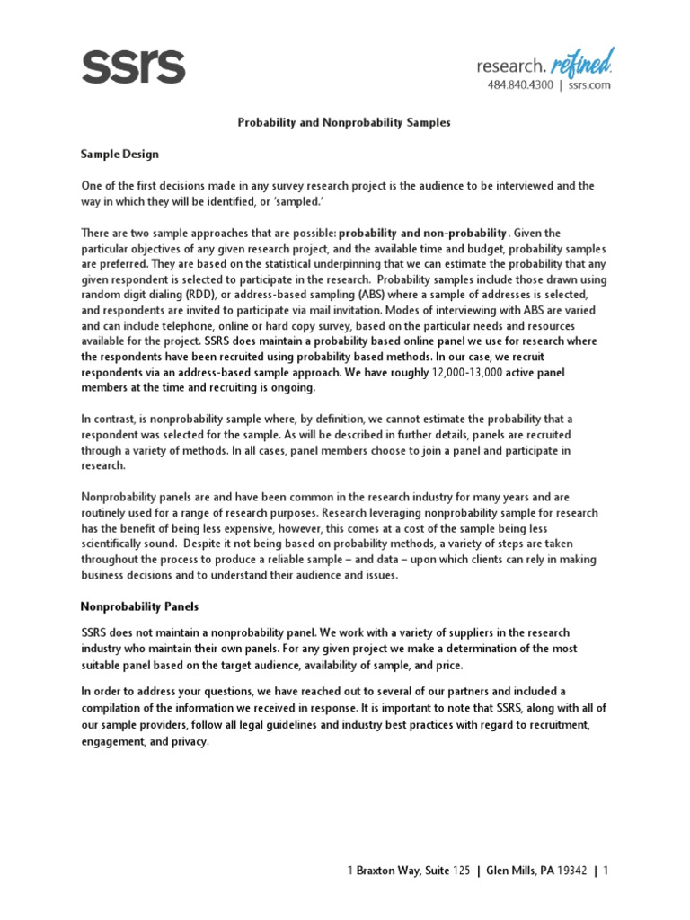 Probability and Nonprobability Samples Sample Design | PDF | Survey Methodology | Sampling ...