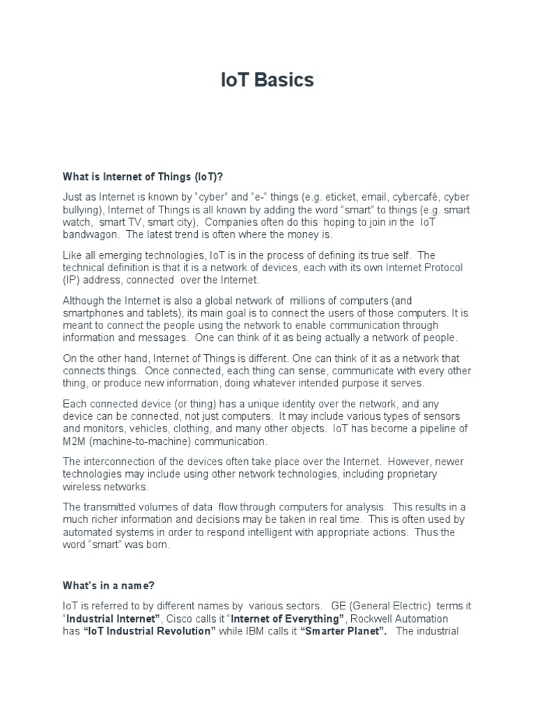 Iot Basics: What Is Internet of Things (Iot) ? | PDF | Internet Of ...