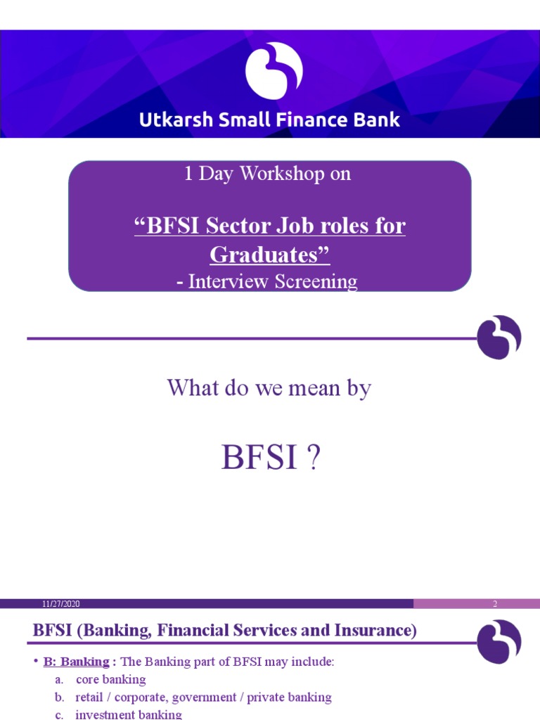 1 Day Workshop On BFSI Roles For Graduates | PDF | Microfinance | Loans