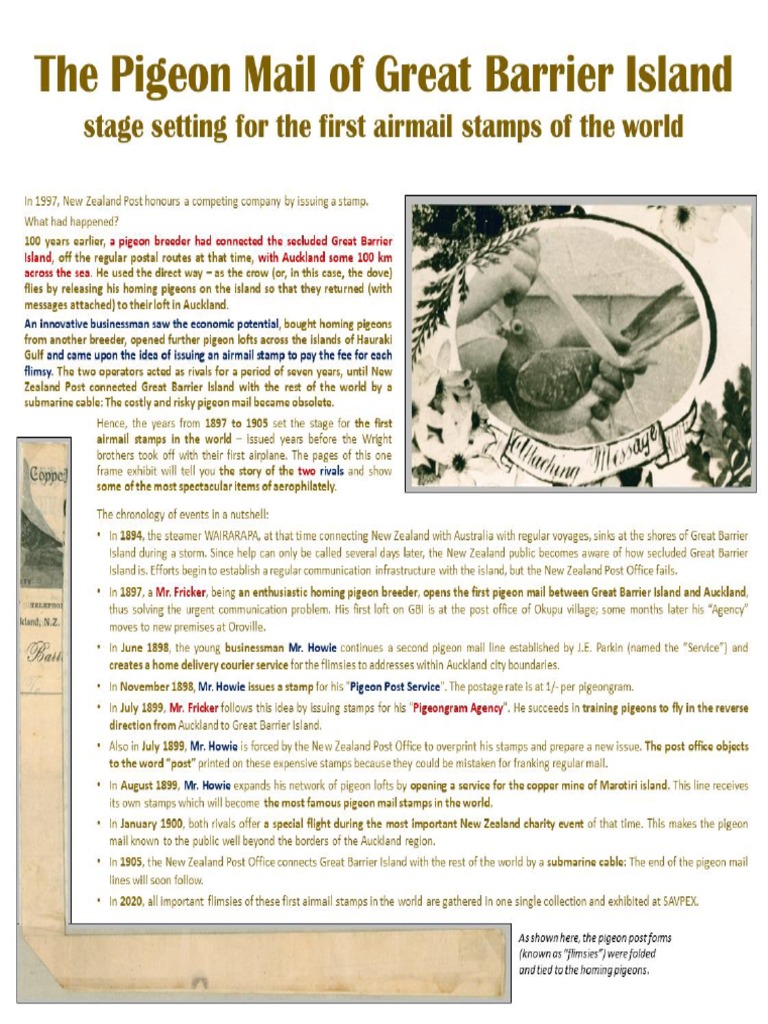 Pigeon Mail of Great Barrier Island | PDF