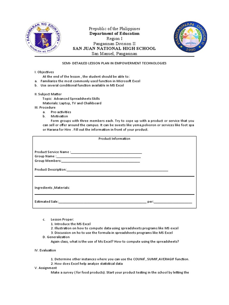 Lesson Plan in Empowerment Technologies | PDF