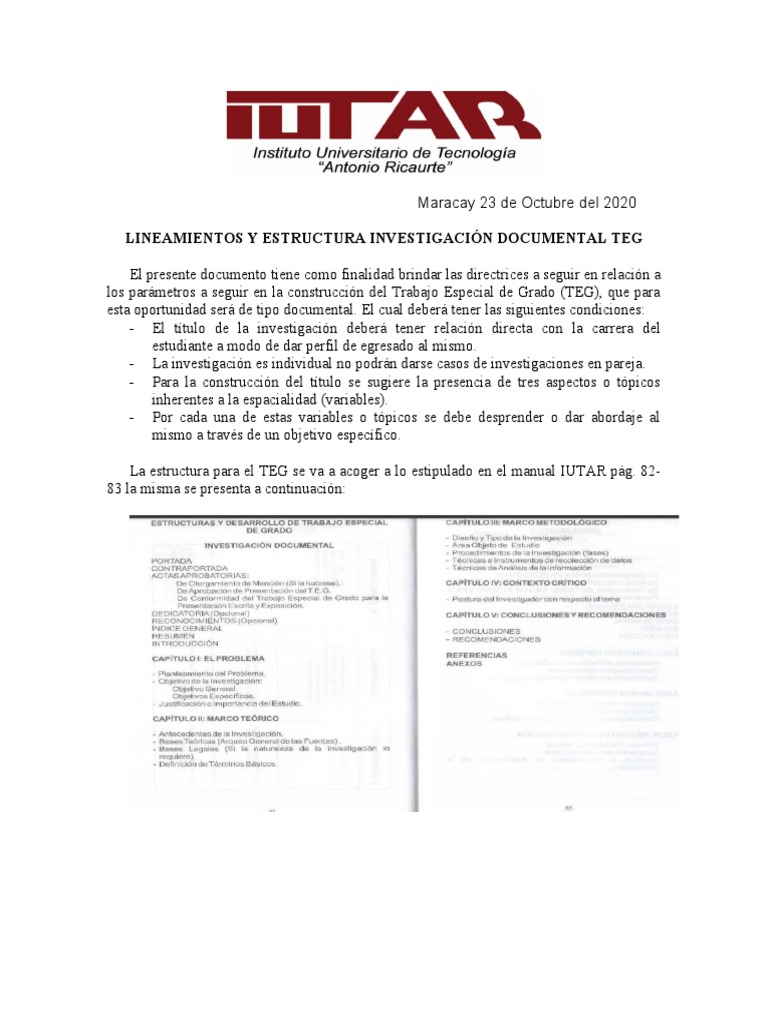 Estructura Teg Inv. Documental.31102020 | PDF | Teoría | Diseño