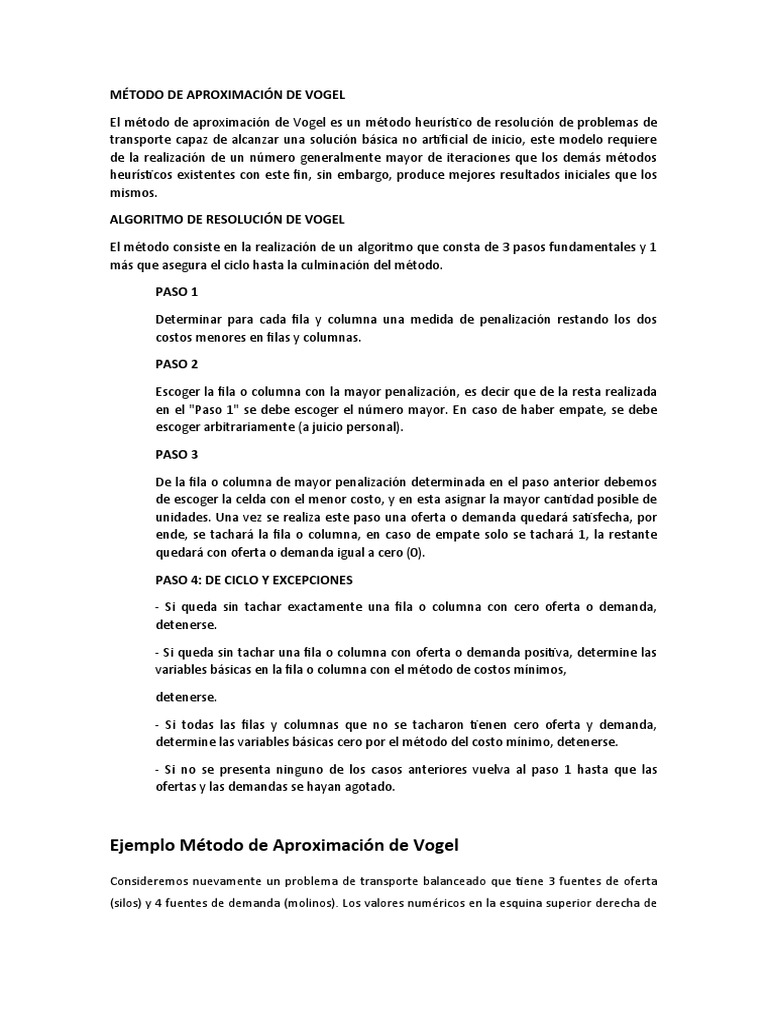 Método de Aproximación de Vogel | PDF | Informática teórica | Algoritmos