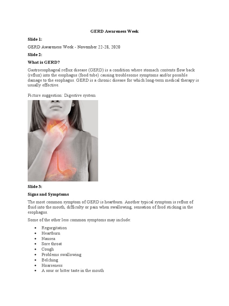 GERD Awareness Week | PDF | Gastroesophageal Reflux Disease | Heartburn