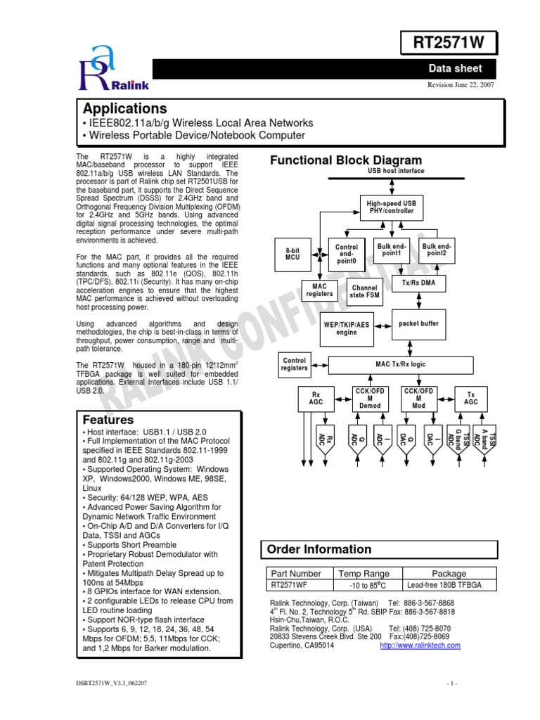 Applications: Functional Block Diagram | PDF | Ieee 802.11 | Usb