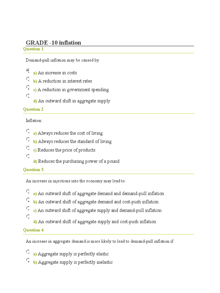GRADE 10 Inflation | PDF | Phillips Curve | Inflation