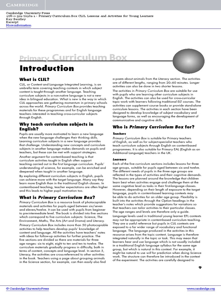 Curriculum Box: Primary | PDF | Curriculum | Teachers