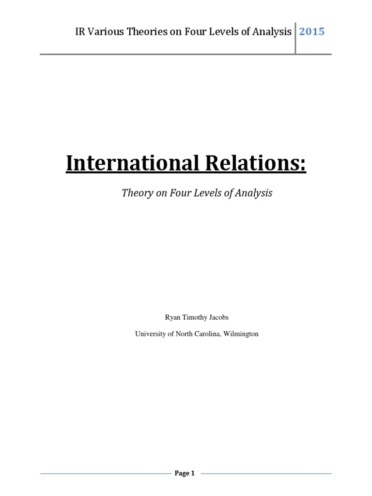International Relations:: IR Various Theories On Four Levels of ...