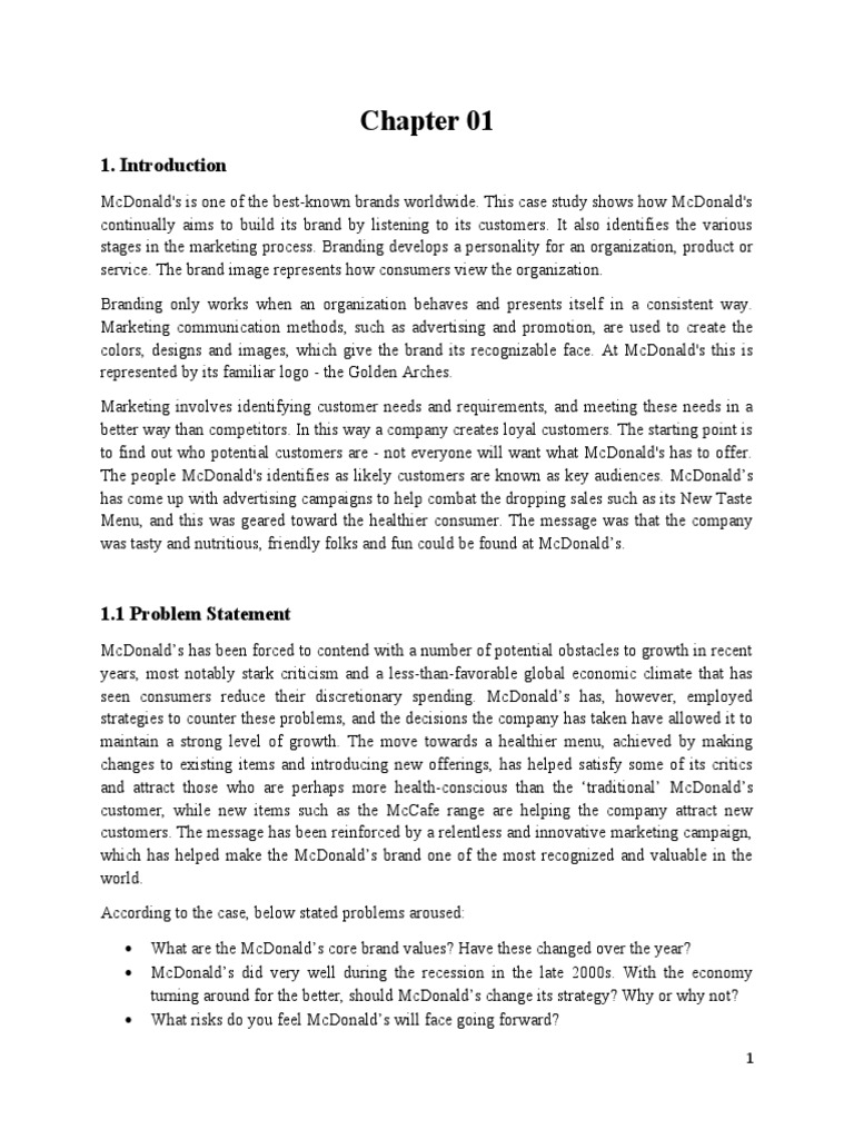 McDonald's Case Study Marketing Management | PDF | Mc Donald's | Pricing