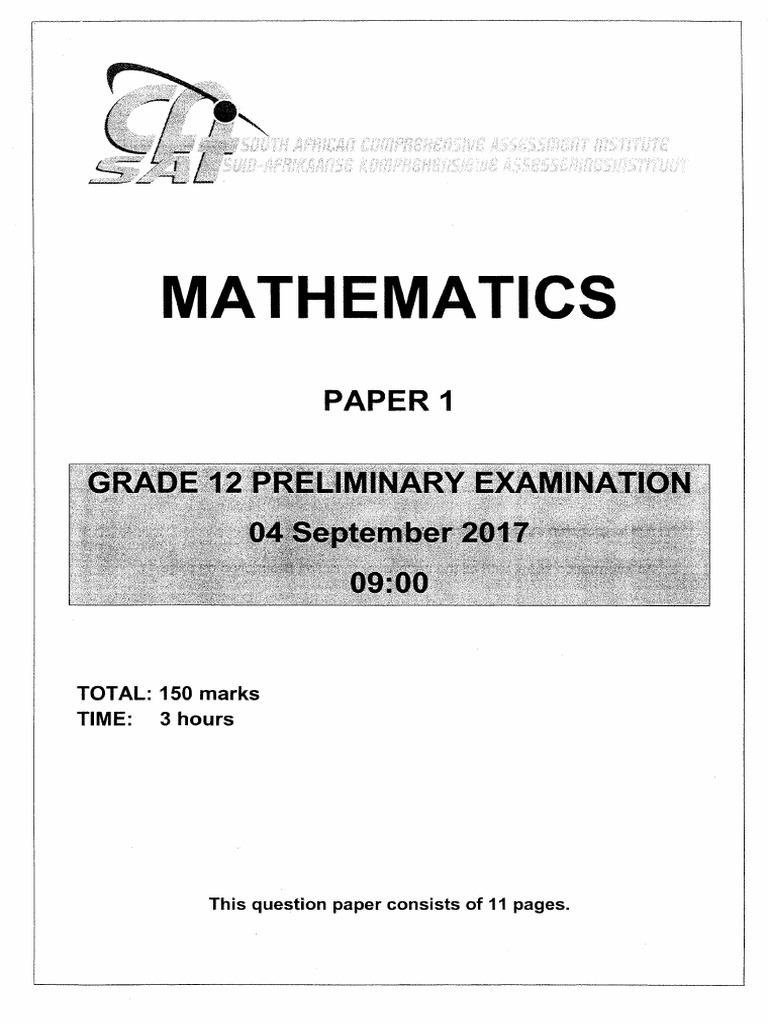 SAICA G12 Maths P1 Sept 2017 | PDF