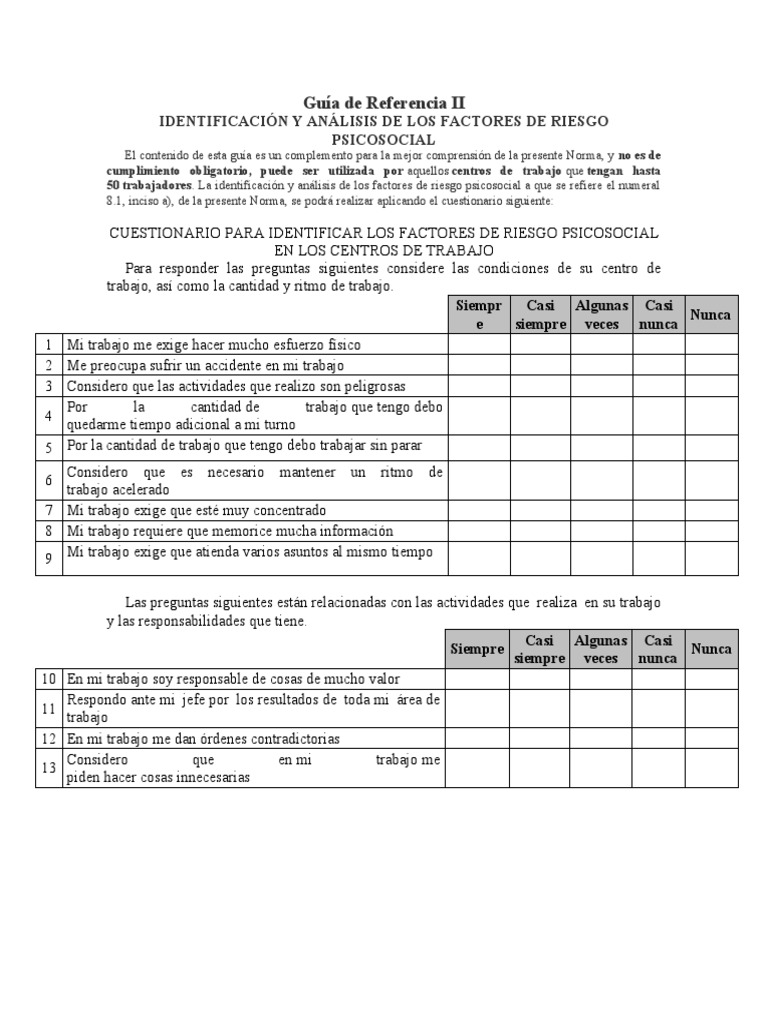 Guía de Referencia II NOM 035 | PDF | Cuestionario | Science