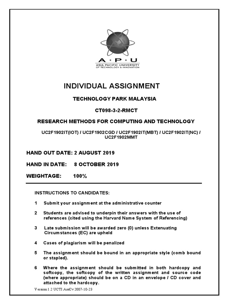 Assignment - APU Level 2 Computing UC2F1902 | PDF | Question ... Assignment - APU Level 2 Computing UC2F1902 | PDF | Question ...