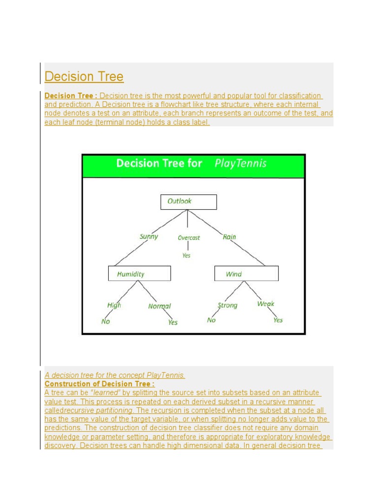 Decision Tree | PDF | Statistical Classification | Applied Mathematics Decision Tree | PDF | Statistical Classification | Applied Mathematics