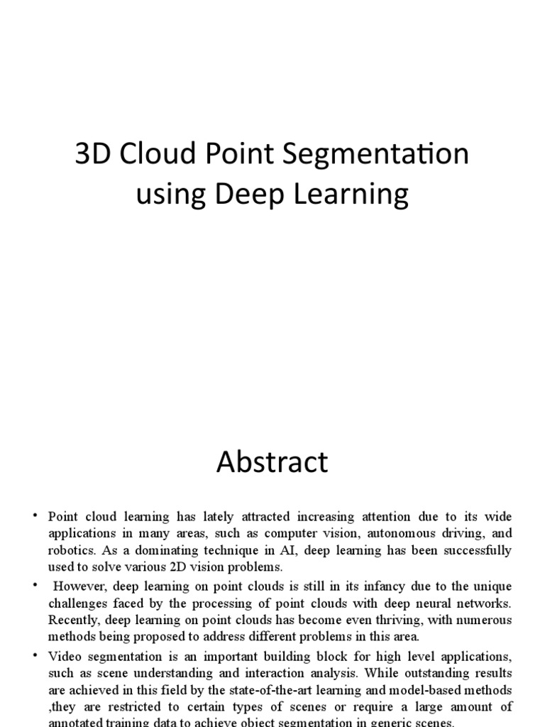 3 D Point Cloud Classification | PDF | Deep Learning | Image Segmentation