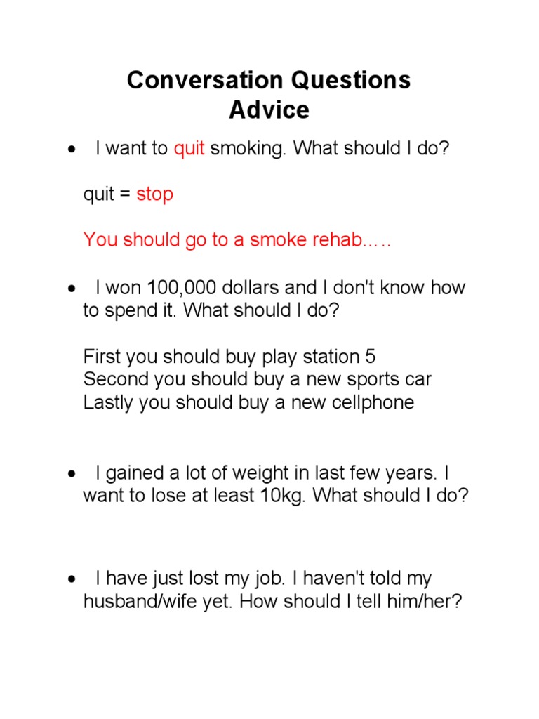 Conversation Questions Advice: Quit Stop You Should Go To A Smoke Rehab ...