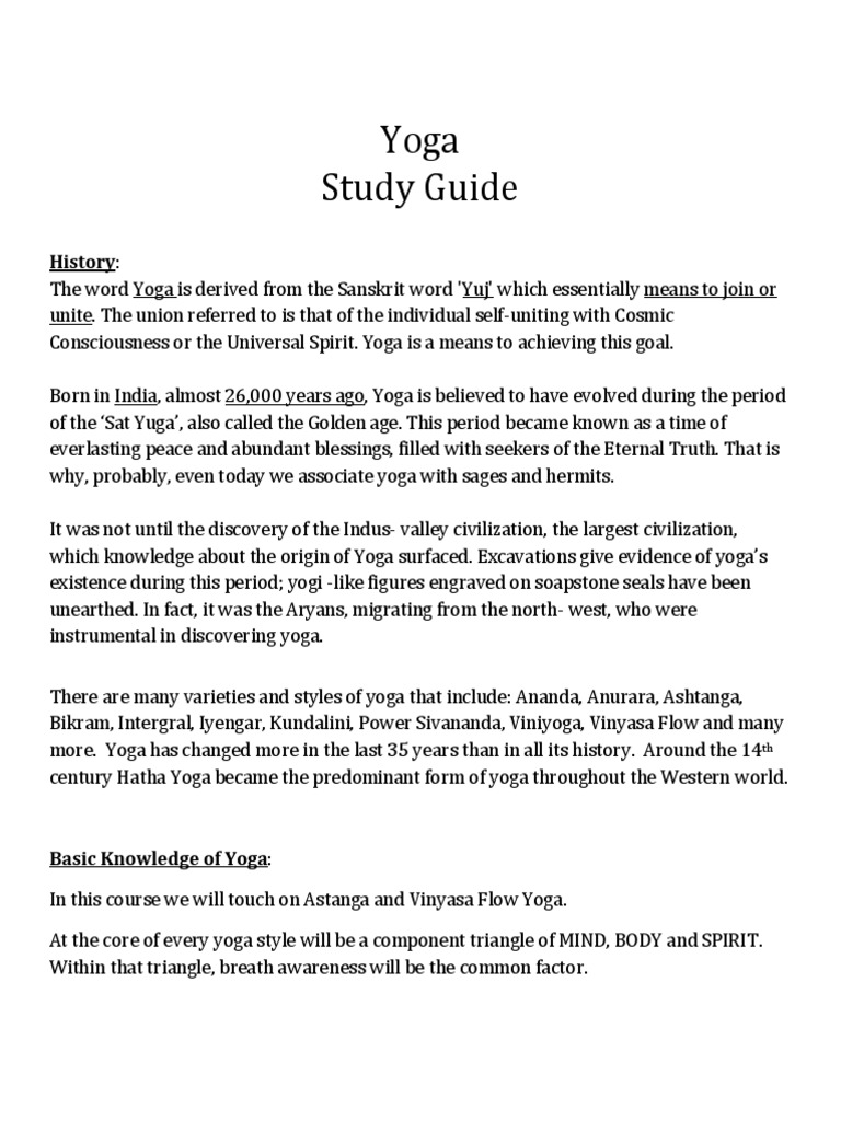 Yoga Study Guide | PDF | Yoga | Asana
