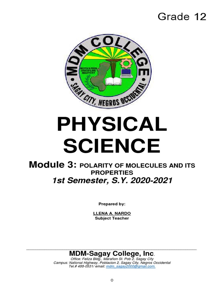 Module 3 - Physical Science PDF | PDF | Chemical Polarity ...