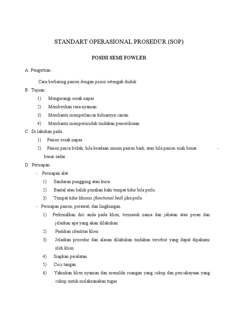 SOP Posisi Semi Fowler | PDF