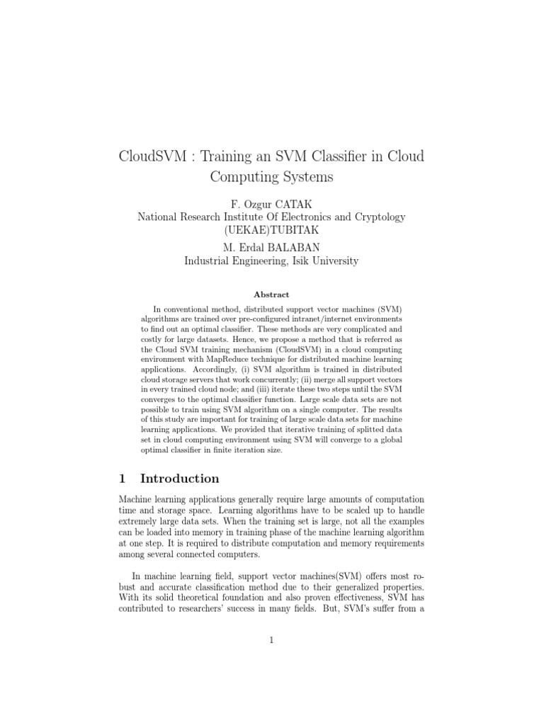 Cloudsvm Training An Svm Classifier In Cloud Computing Systems Pdf