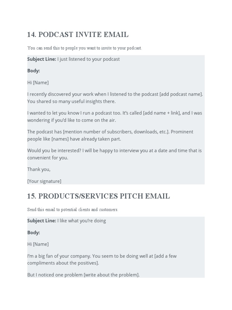 Podcast Invite Email: Subject Line: I Just Listened To Your Podcast ...