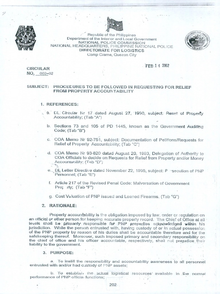 Circular 002-02 Procedures To Be Followed in Requesting For Relief From ...