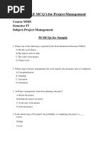 Mcqs of Chap 1 of Project Management | PDF | Project Management | Risk