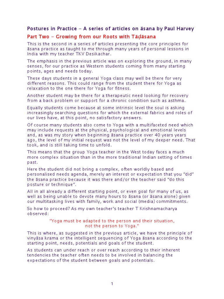 Asana Article 2 Tadasana | PDF | Asana | Yoga