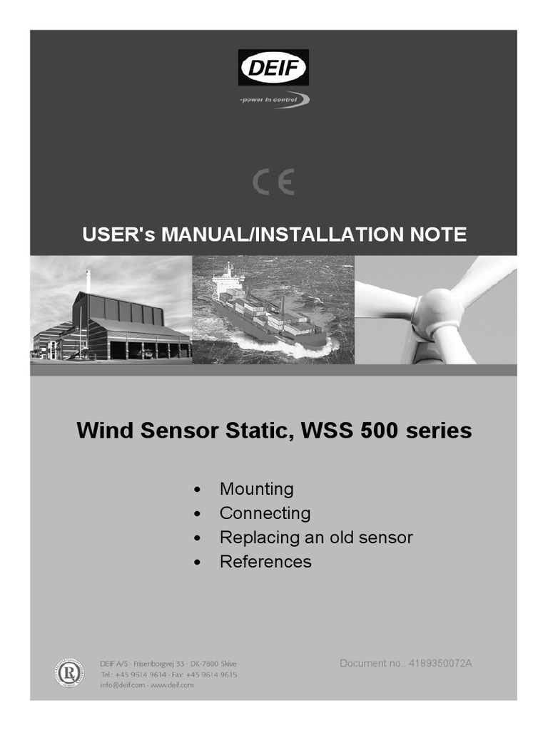 Wind Sensor Static, WSS 500 Series: User'S Manual/Installation Note ...
